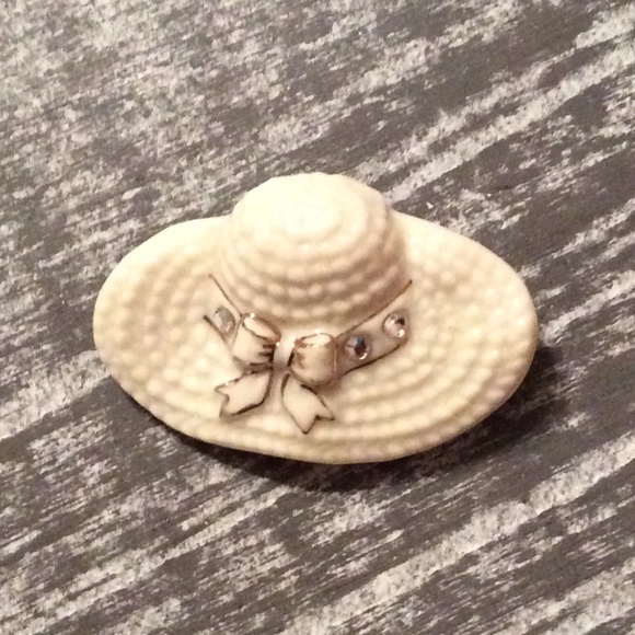 Lenox | Jewelry | Vintage Lenox White Porcelain Brooch Pin Hat Shaped W ...